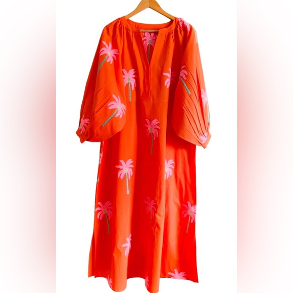 Tela Mercantile | Dresses | Nwot Tela Mercantile Orange Beach Palms ...